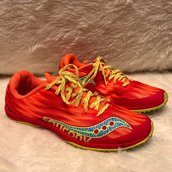 Saucony | Shoes | Saucony Kilkenny Xc Track Field Lace Up Sneakers Spikes Neon Orange Womens 7 ...